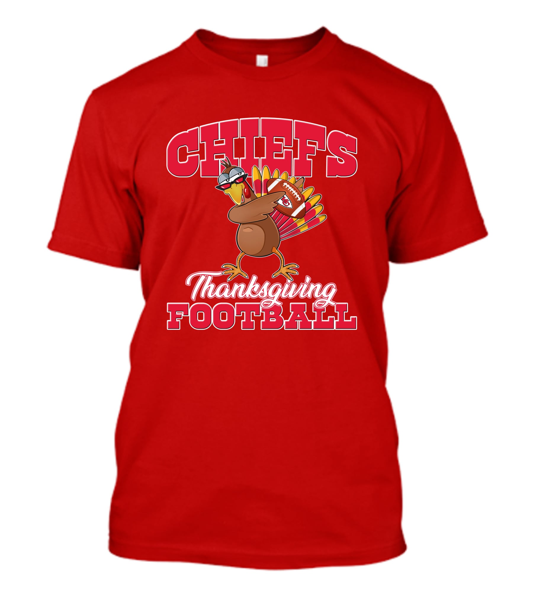 Chiefs Thanksgiving Football Turkey Holding Football T-Shirt
