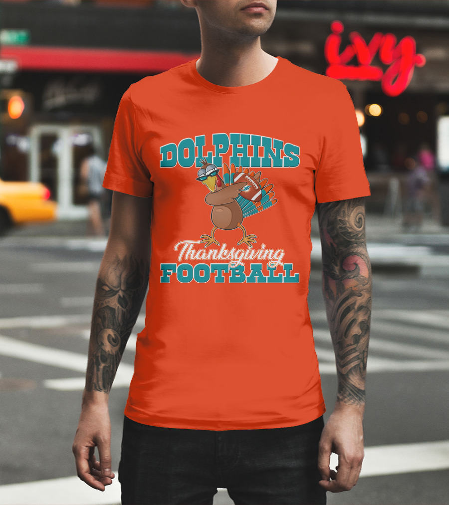 Dolphins Thanksgiving Football Turkey T-Shirt