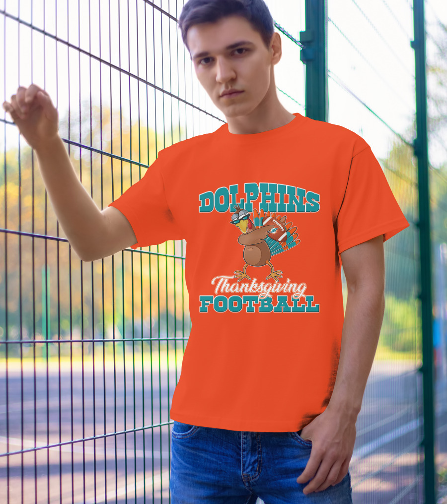 Dolphins Thanksgiving Football Turkey T-Shirt