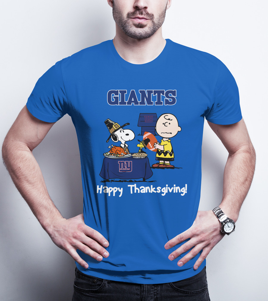 GIANTS Snoopy Happy Thanksgiving Football Charlie Brown T-Shirt