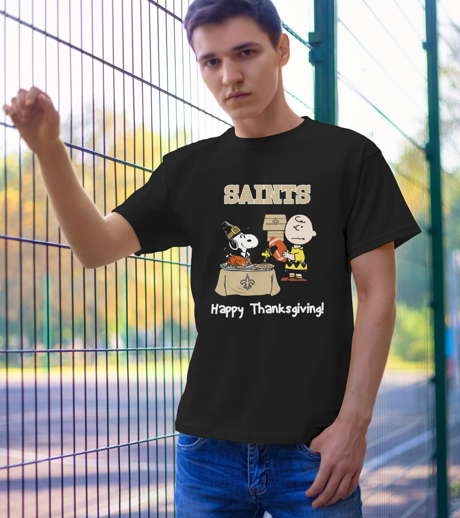 SAINTS New Orleans Happy Thanksgiving Snoopy T-Shirt