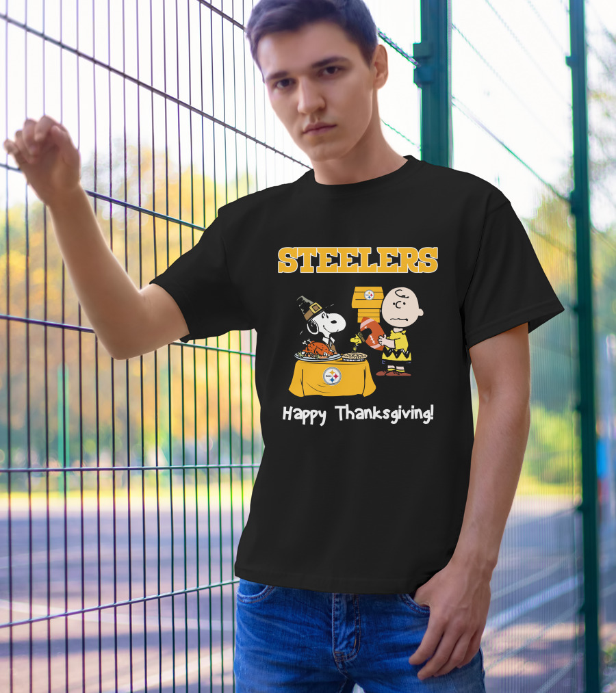 Steelers Snoopy Charlie Brown Happy Thanksgiving T-Shirt