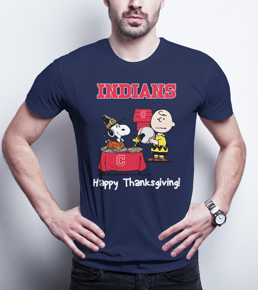 Indians Snoopy Happy Thanksgiving Charlie Brown Peanuts T-Shirt