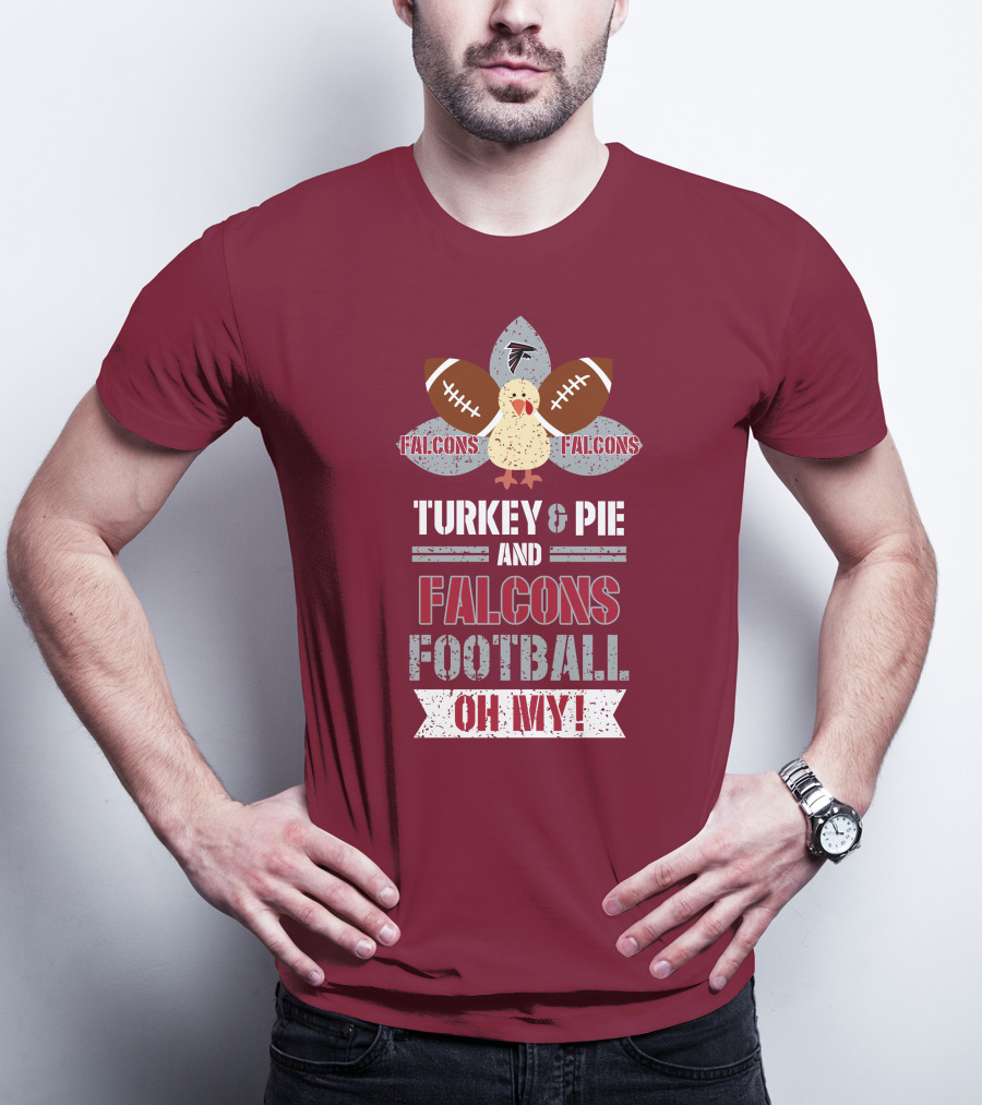 Turkey And Pie And Falcons Football Oh My T-Shirt