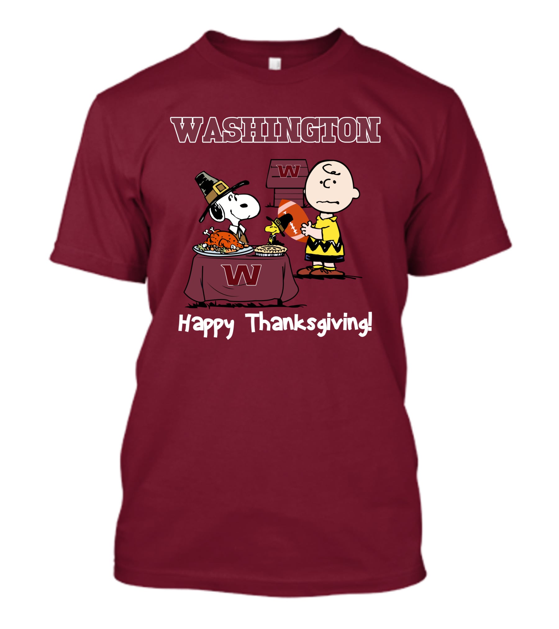 Washington Snoopy Thanksgiving Football Charlie Brown T-Shirt
