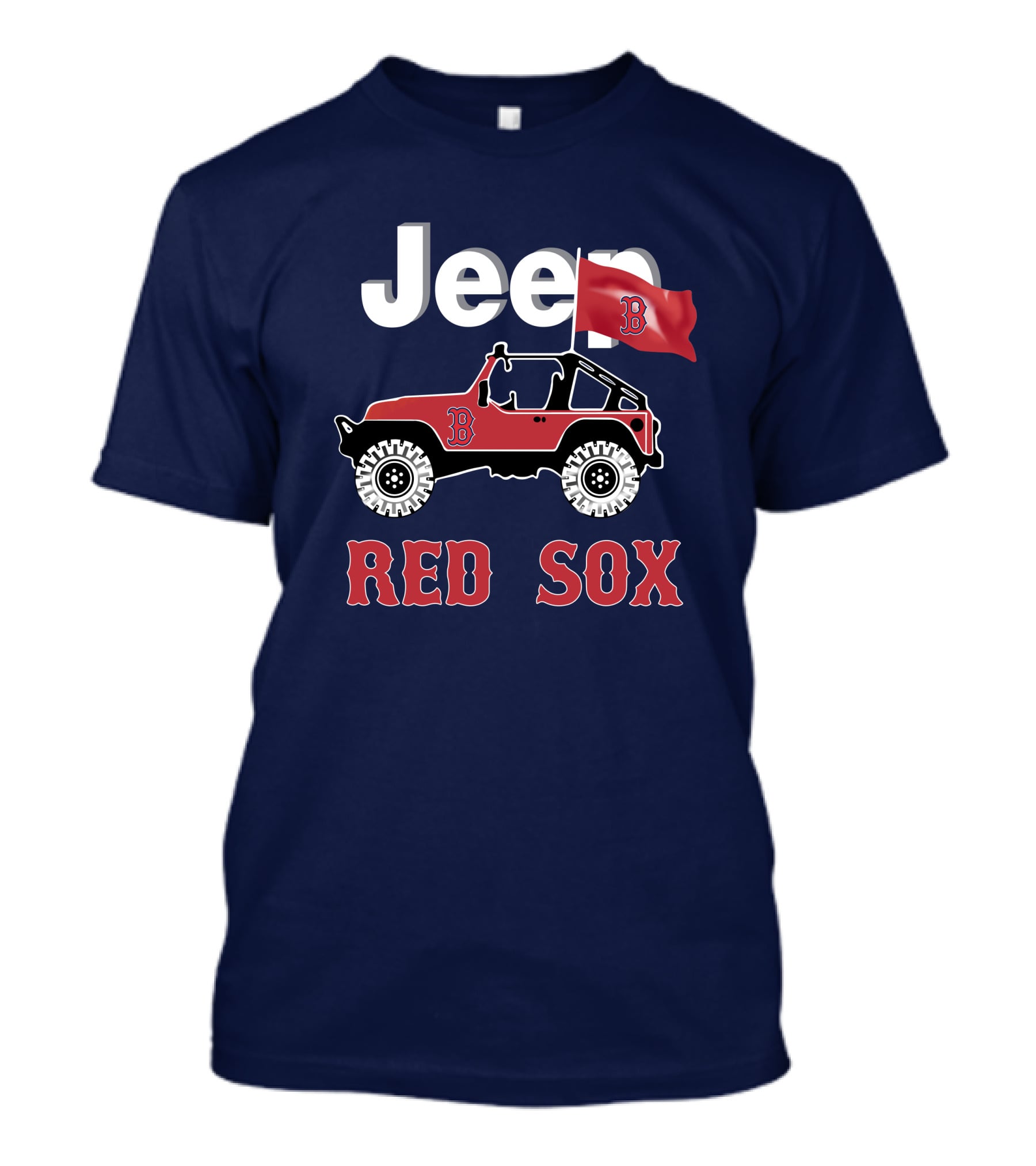 Jeep Red Sox Adventure With Boston Flag T-Shirt