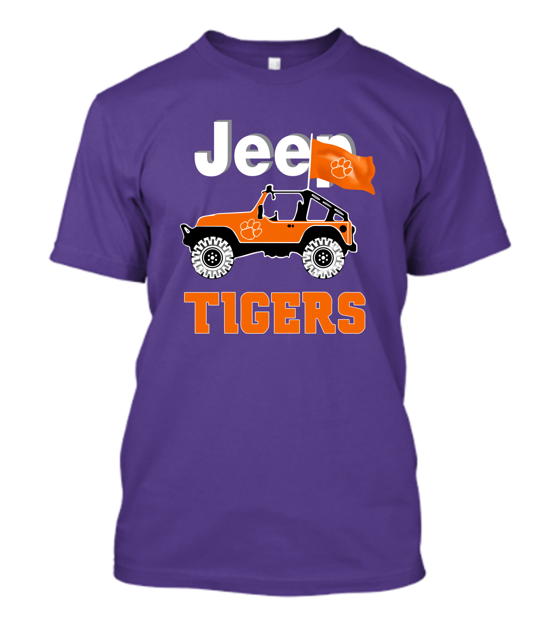 Jeep Clemson Tigers Paw Print Off-Road Enthusiast Flag T-Shirt