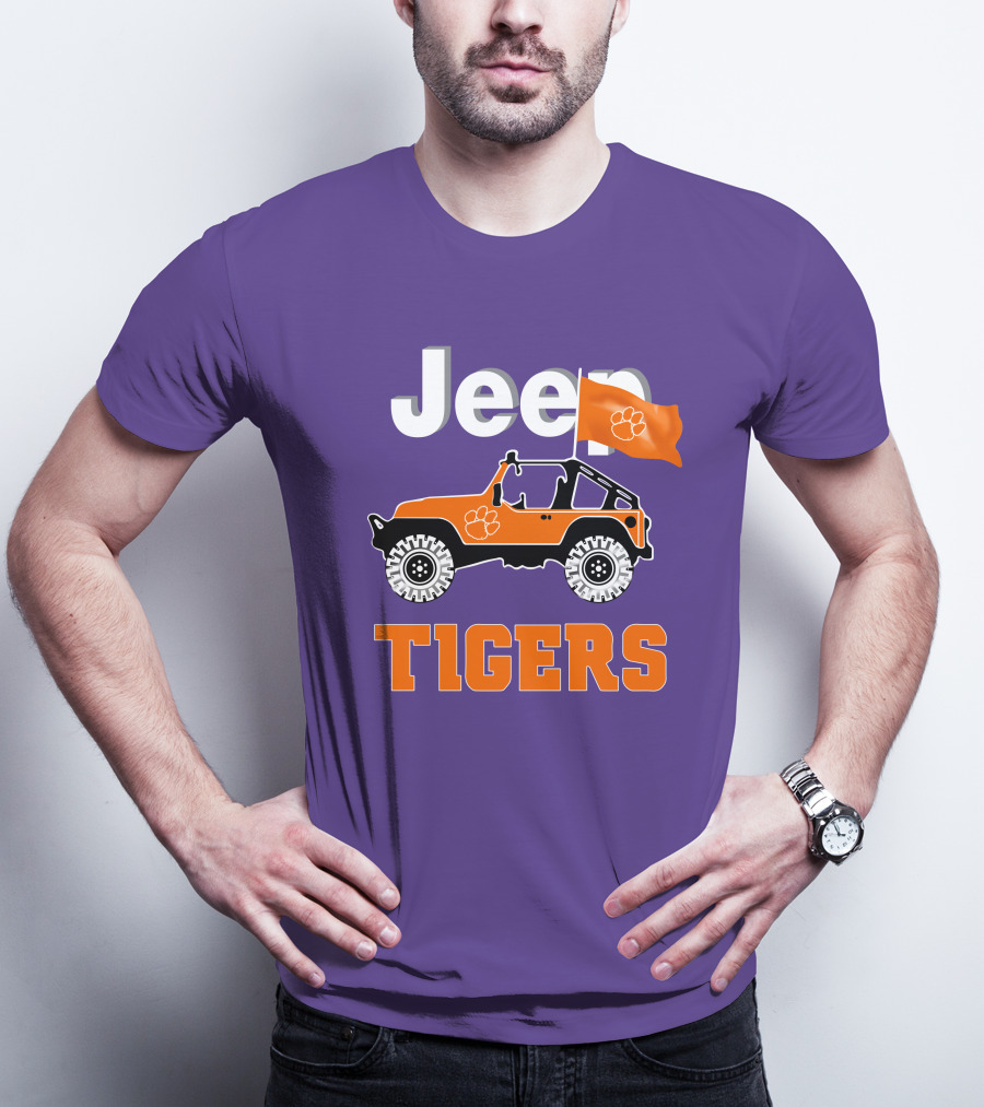 Jeep Clemson Tigers Paw Print Off-Road Enthusiast Flag T-Shirt