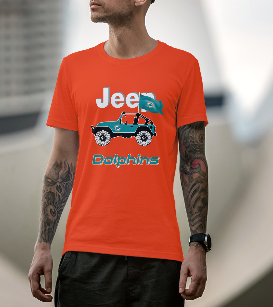 Jeep Dolphins Miami Flag Adventure T-Shirt