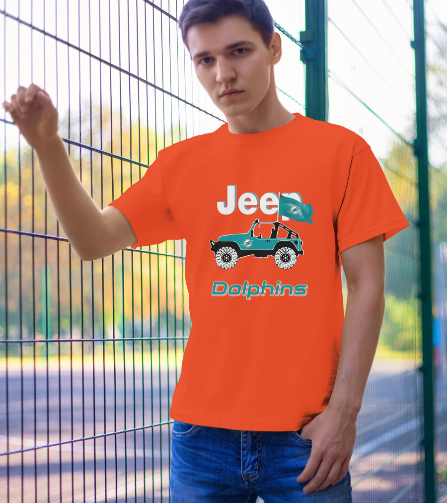 Jeep Dolphins Miami Flag Adventure T-Shirt