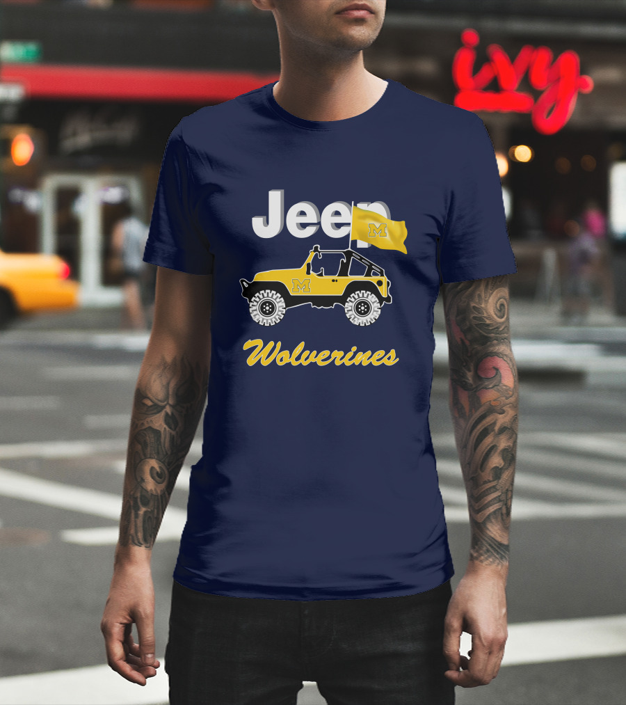 Jeep Michigan Wolverines M Flag Yellow T-Shirt