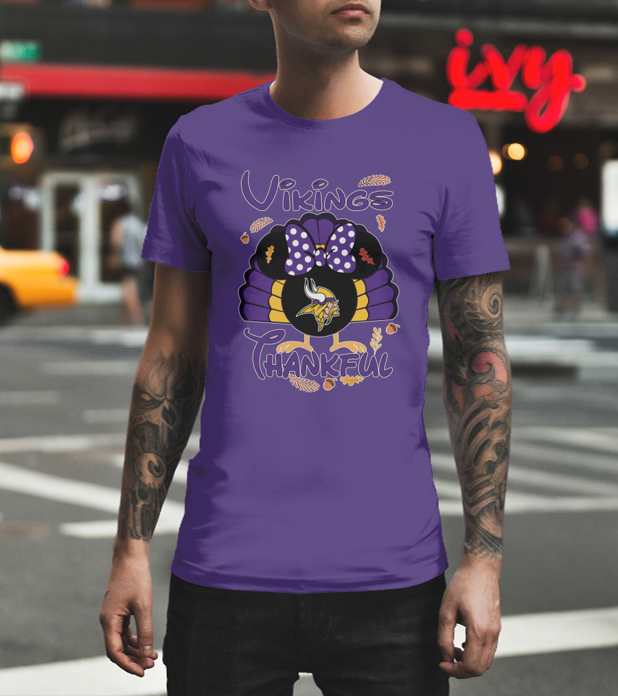 Vikings Thankful Turkey Minnie Thanksgiving T-Shirt