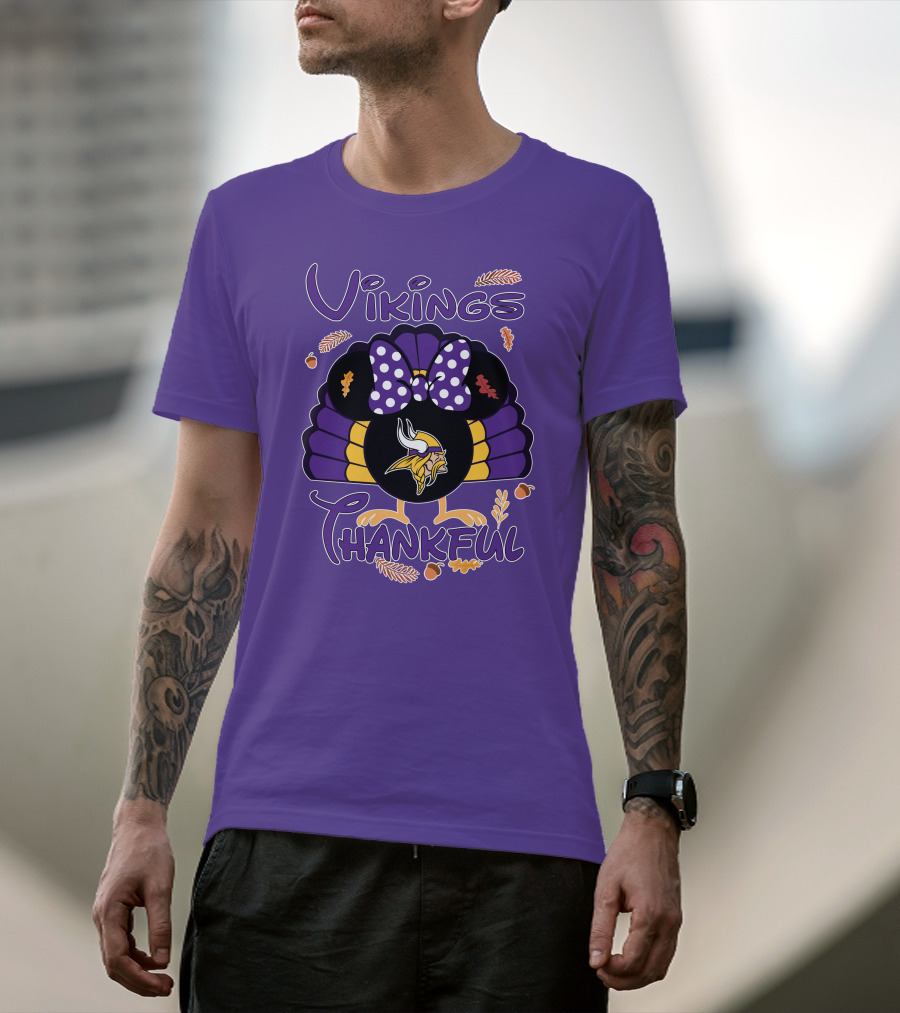 Vikings Thankful Turkey Minnie Thanksgiving T-Shirt