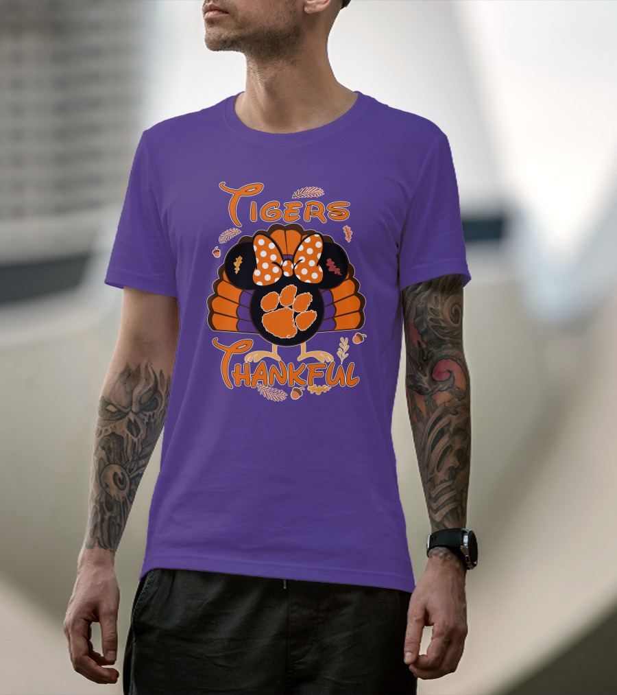 Tigers Thankful Clemson Minnie Thanksgiving T-Shirt