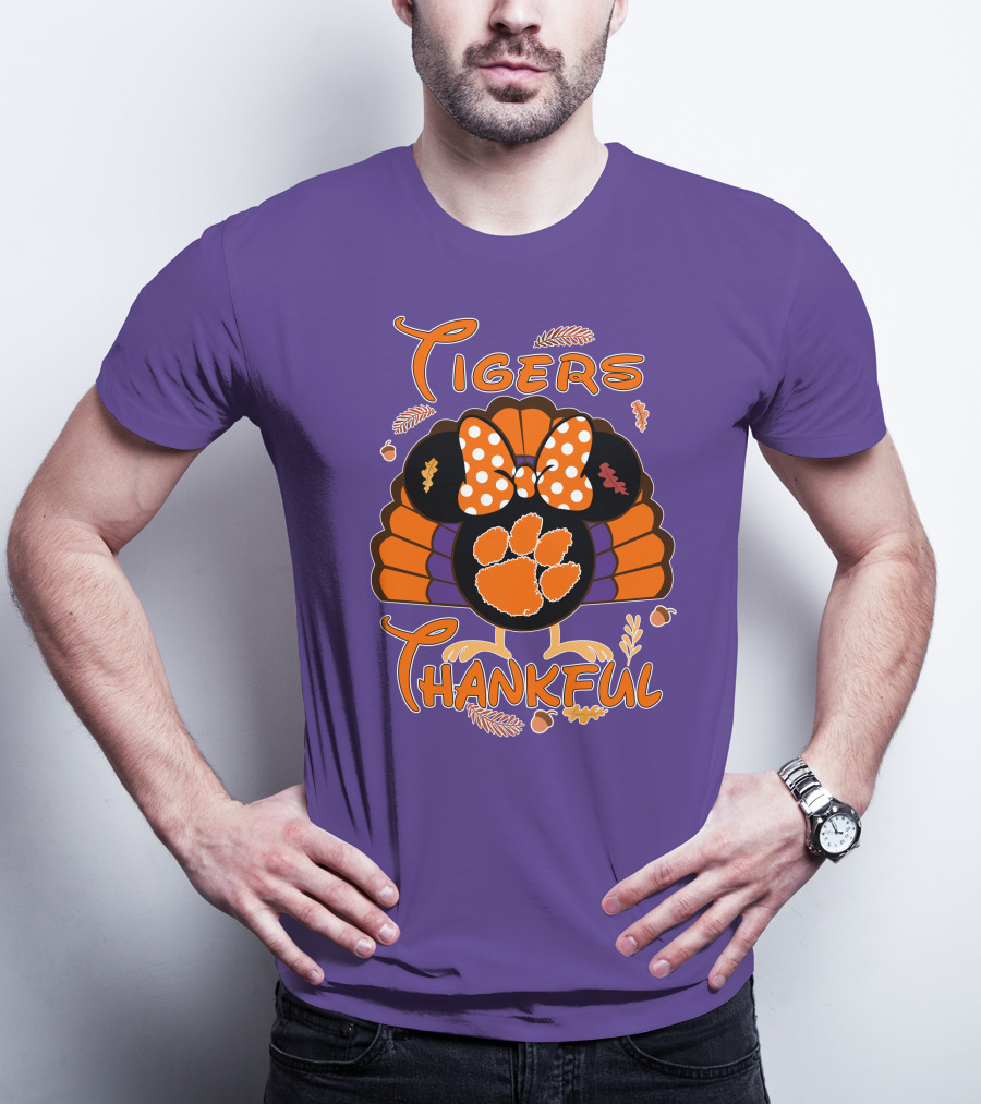 Tigers Thankful Clemson Minnie Thanksgiving T-Shirt