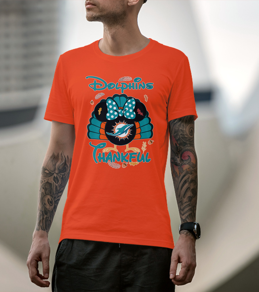 Miami Dolphins Thankful Minnie Thanksgiving T-Shirt