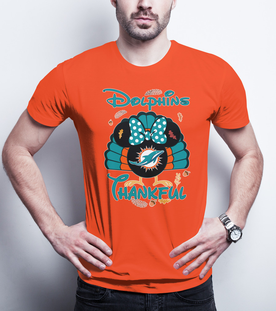 Miami Dolphins Thankful Minnie Thanksgiving T-Shirt