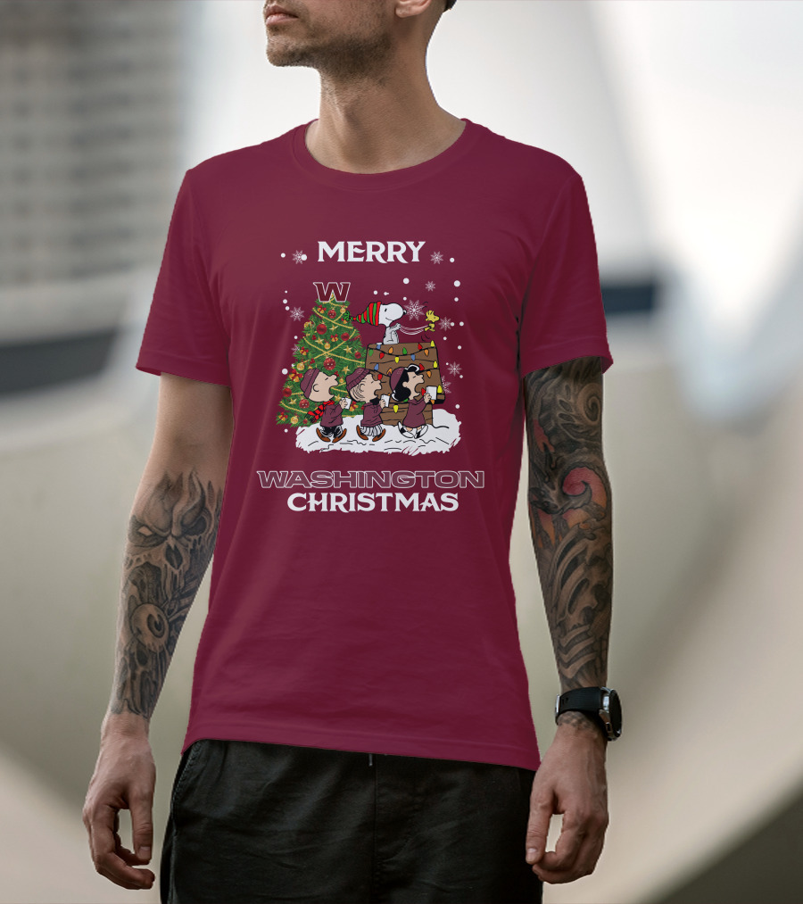 Merry Washington Christmas Tree Featuring Peanut Characters T-Shirt
