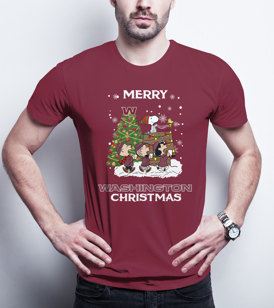 Merry Washington Christmas Tree Featuring Peanut Characters T-Shirt