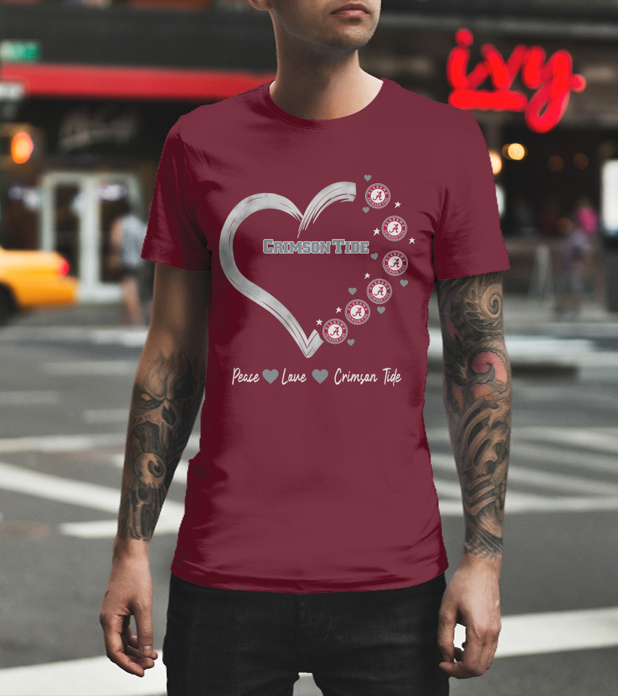 Peace Love Heart Alabama Crimson Tide T-Shirt