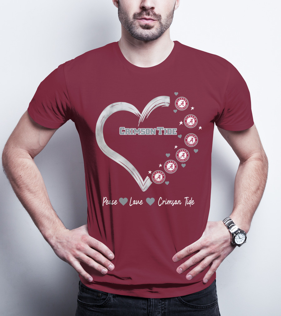 Peace Love Heart Alabama Crimson Tide T-Shirt