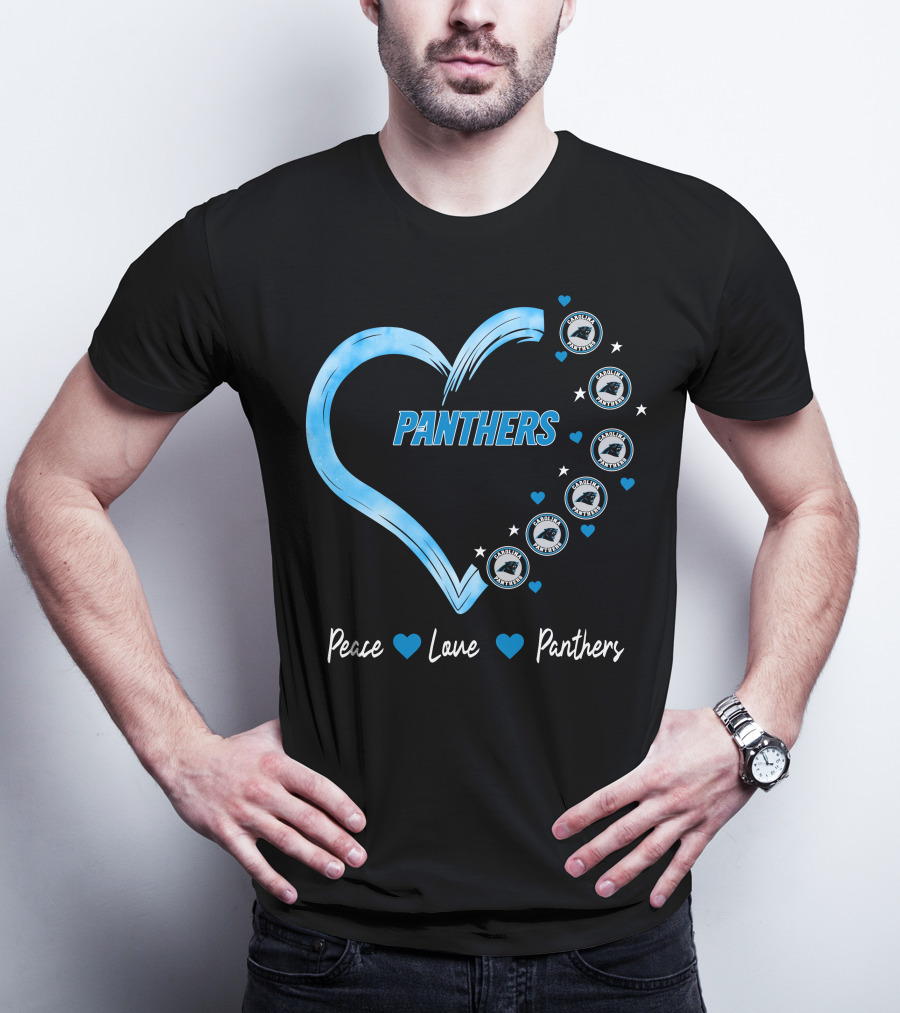 Peace Love Carolina Panthers Heart Logo Fan T-Shirt