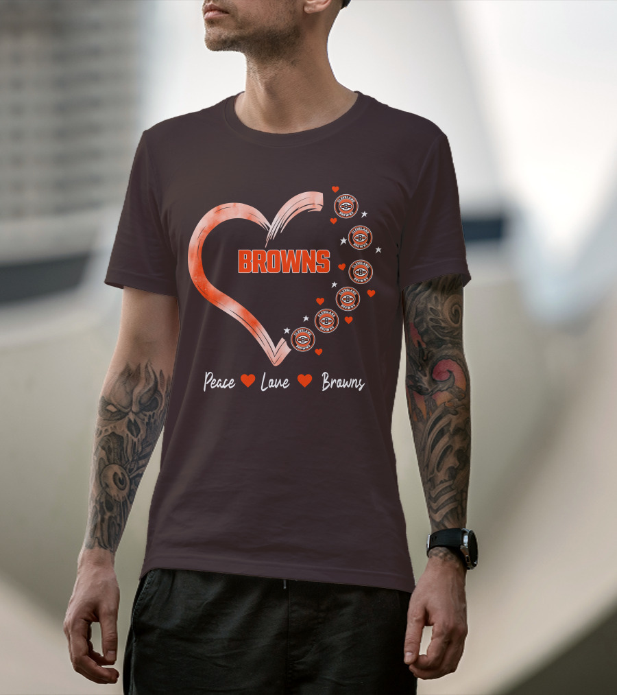 Peace Love Heart Browns Cleveland Browns T-Shirt