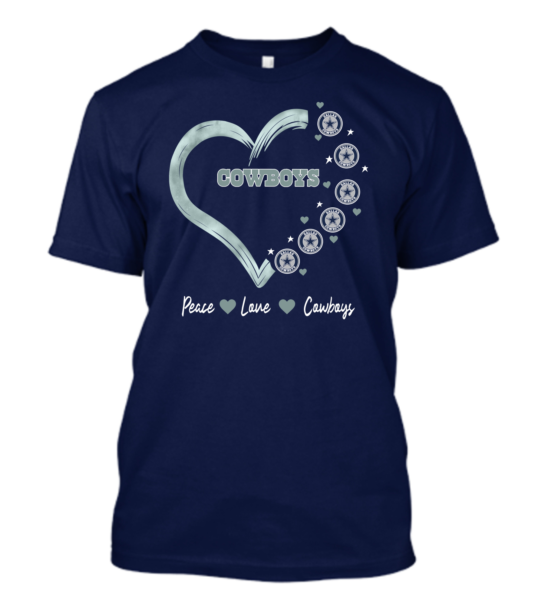 Peace Love Heart Cowboys Dallas Cowboys Stars T-Shirt