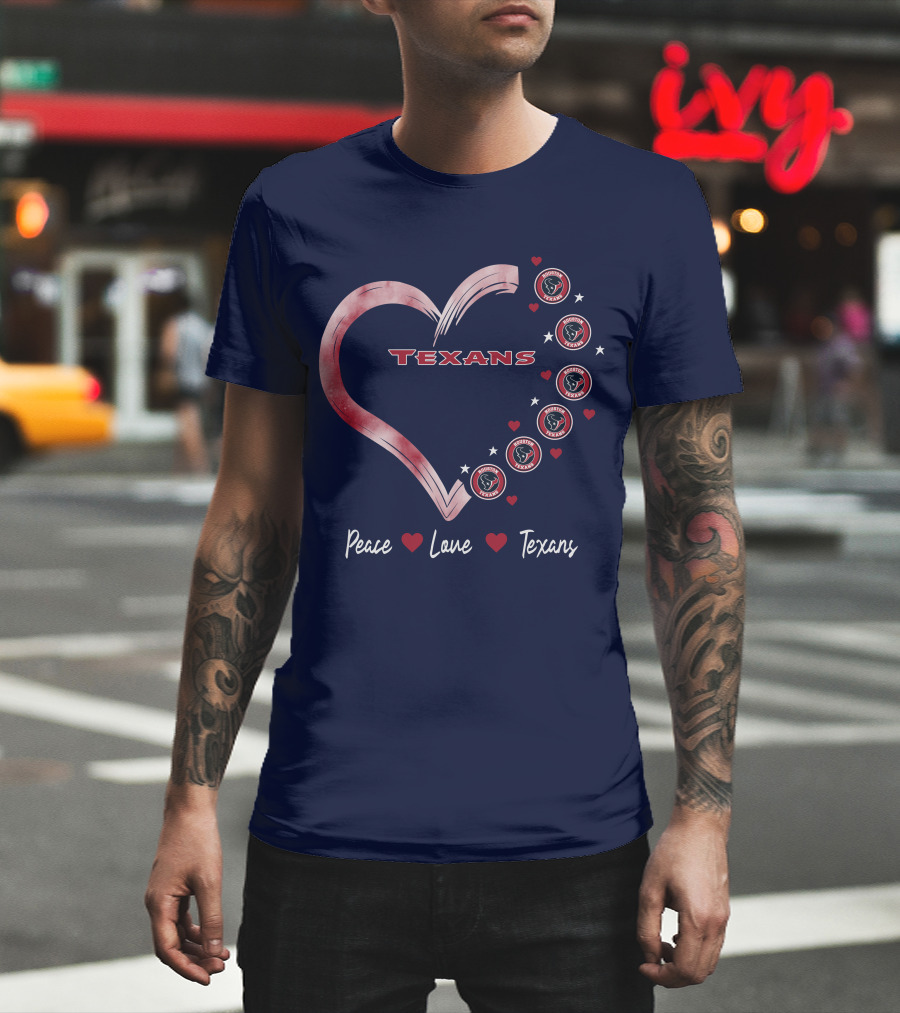 Peace Love Heart Houston Texans T-Shirt