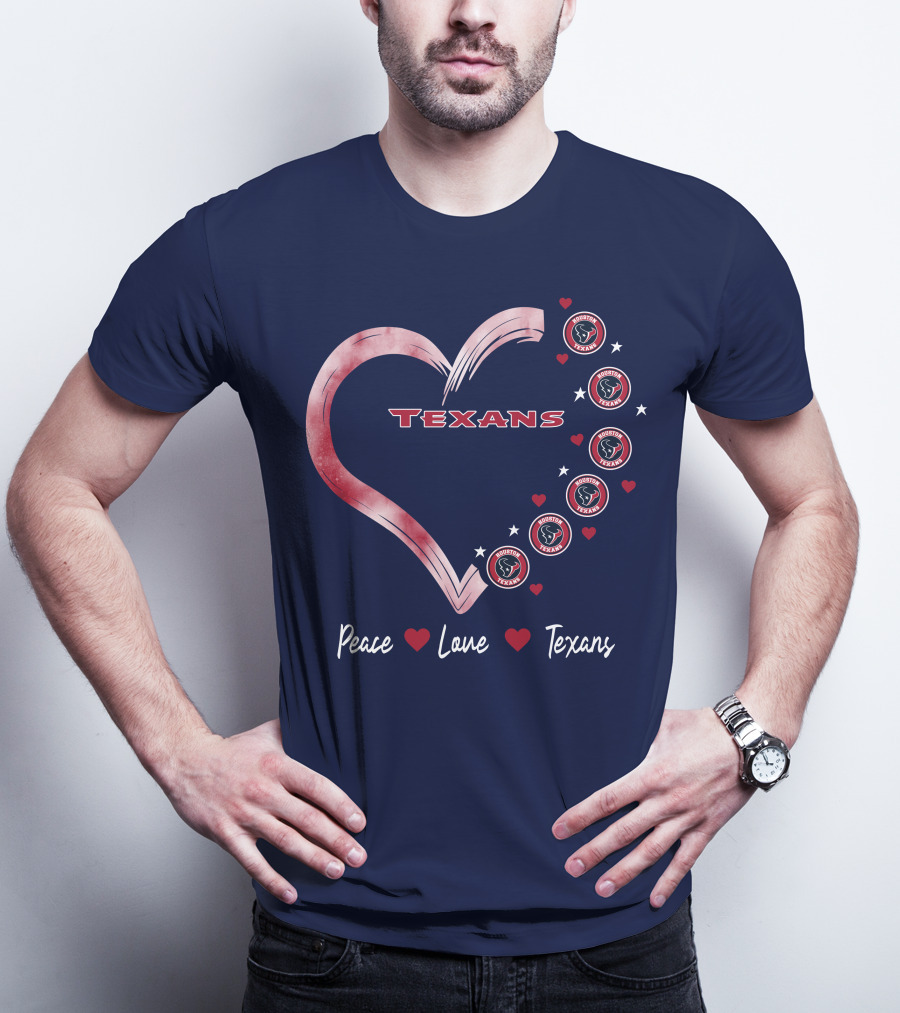Peace Love Heart Houston Texans T-Shirt