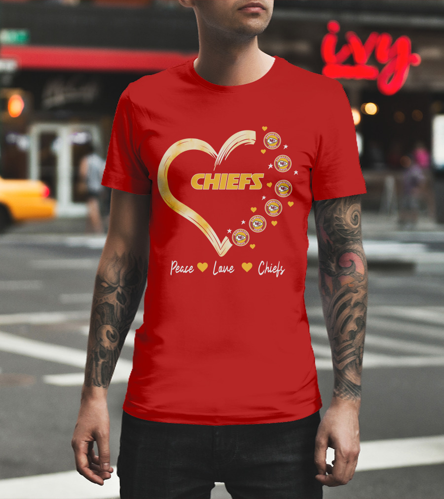 Peace Love Kansas City Chiefs Heart T-Shirt