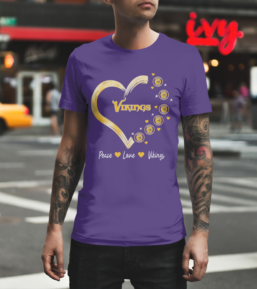 Peace Love Minnesota Vikings Heart T-Shirt