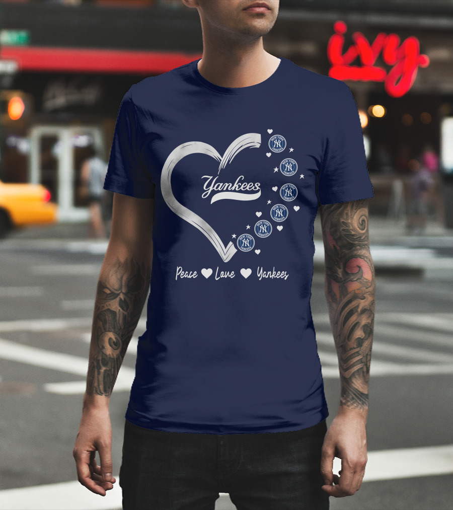 Peace Love Yankees Heart With New York T-Shirt