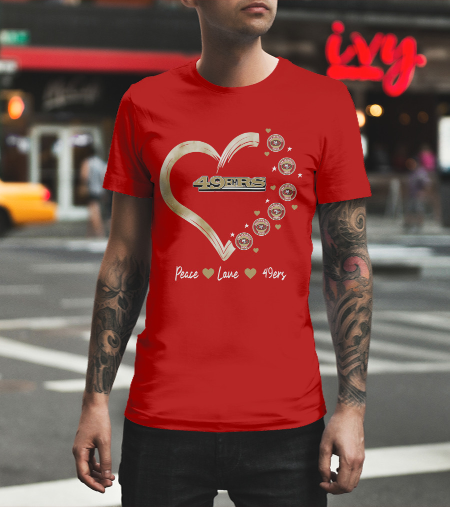 Peace Love Heart San Francisco 49ers Football Team T-Shirt