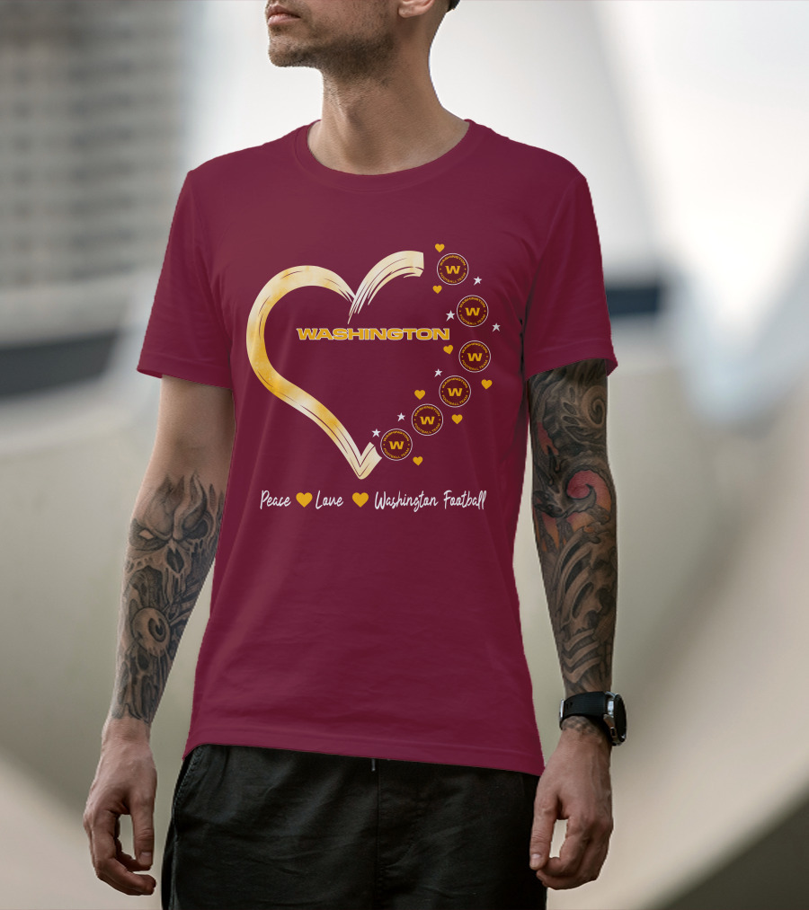 Peace Love Washington Heart And Team Circles T-Shirt