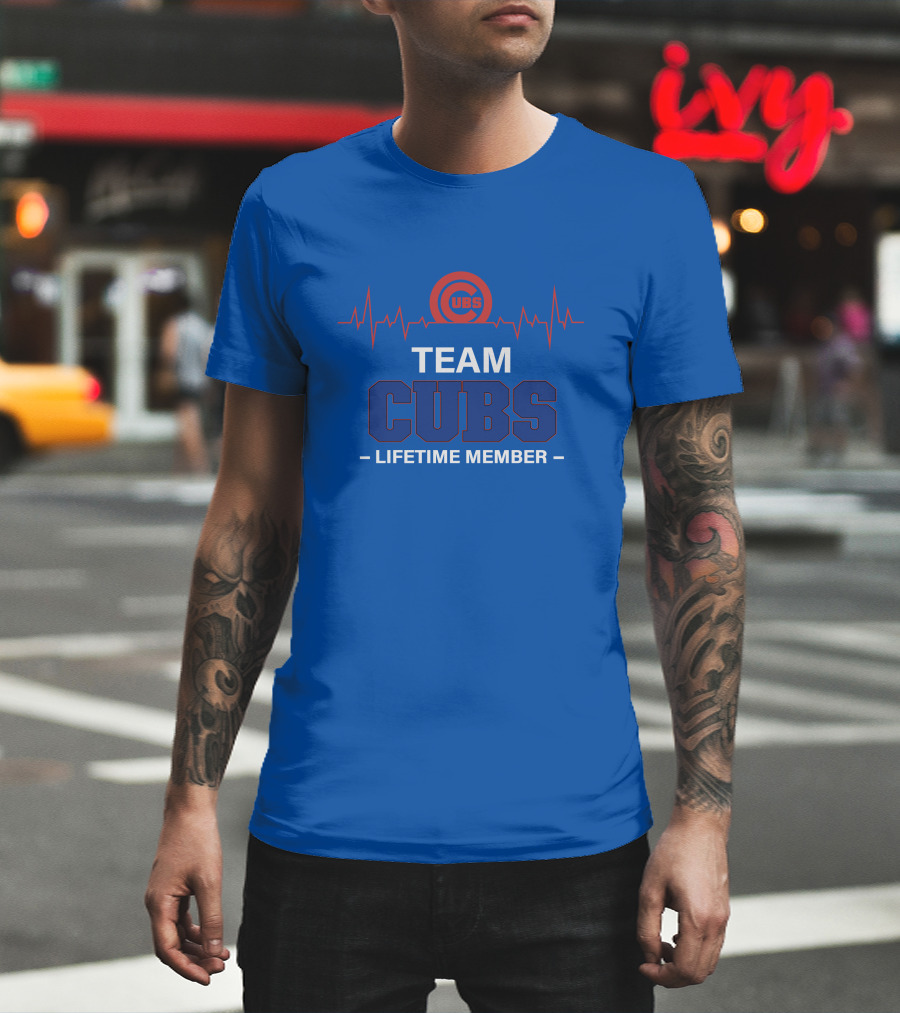 Cubs Team Lifetime Member With Heartbeat T-Shirt