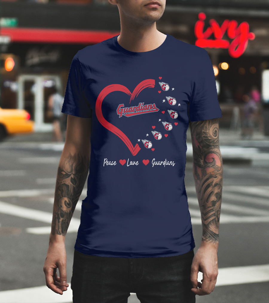 Peace Love Guardians Heart And Baseball T-Shirt