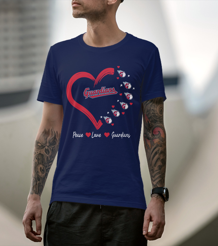 Peace Love Guardians Heart And Baseball T-Shirt