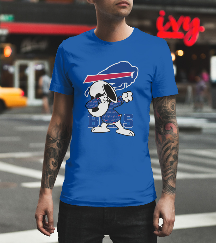 Buffalo Bills Snoopy Dabbing Bills Logo Football T-Shirt