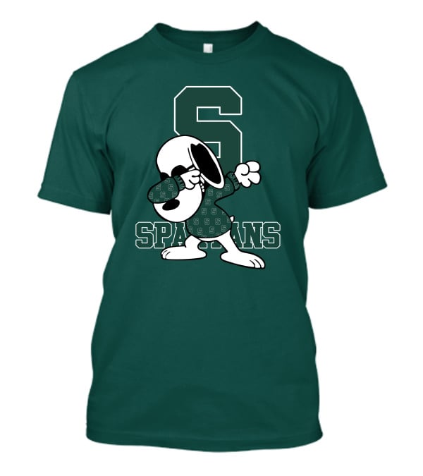 Michigan State Spartans Snoopy Dabbing Football Cartoon Peanuts T-Shirt