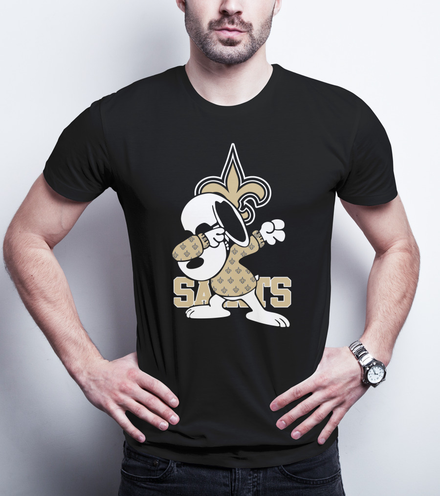 New Orleans Saints Snoopy Fleur-de-Lis Dabbing Saints T-Shirt