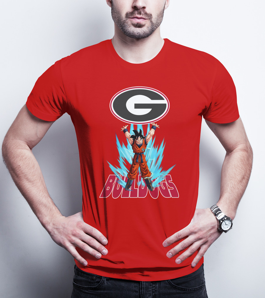 Goku Super Saiyan Georgia Bulldogs Logo Fusion T-Shirt