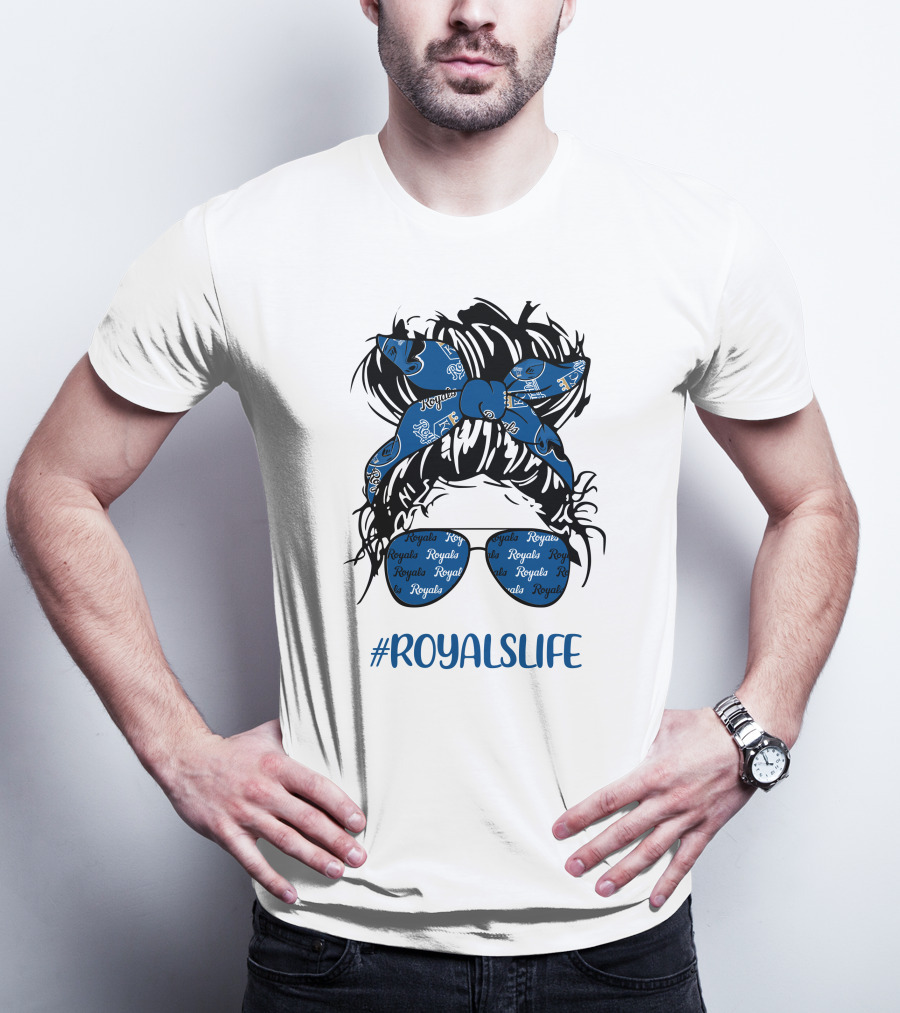 Kansas City Royals Messy Hairband Girl Glasses #RoyalsLife T-Shirt