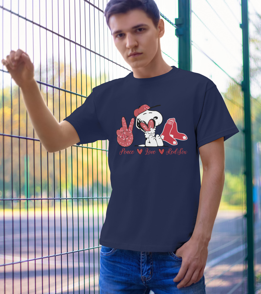 Peace Love Snoopy Red Sox T-Shirt