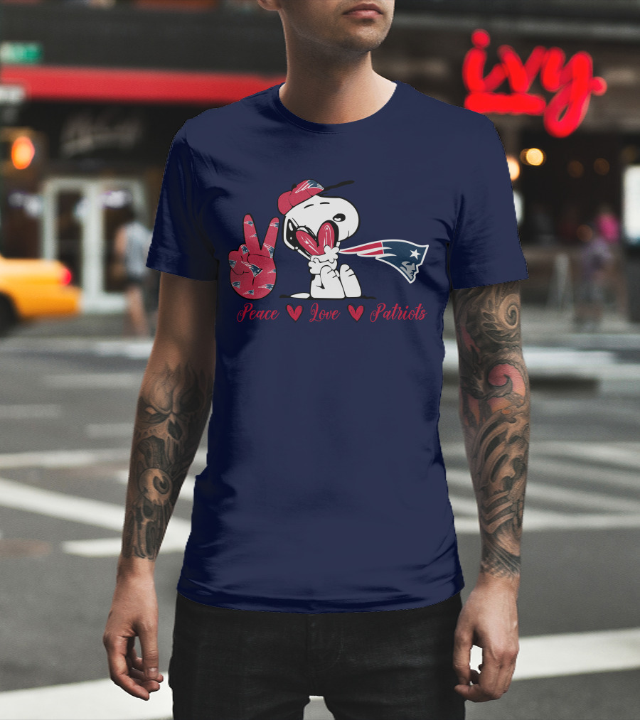 Peace Love Patriots Snoopy New England T-Shirt