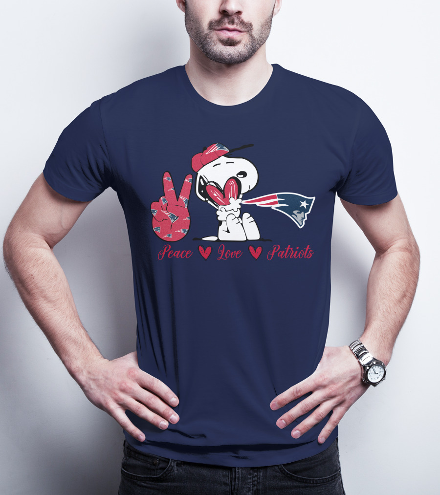 Peace Love Patriots Snoopy New England T-Shirt