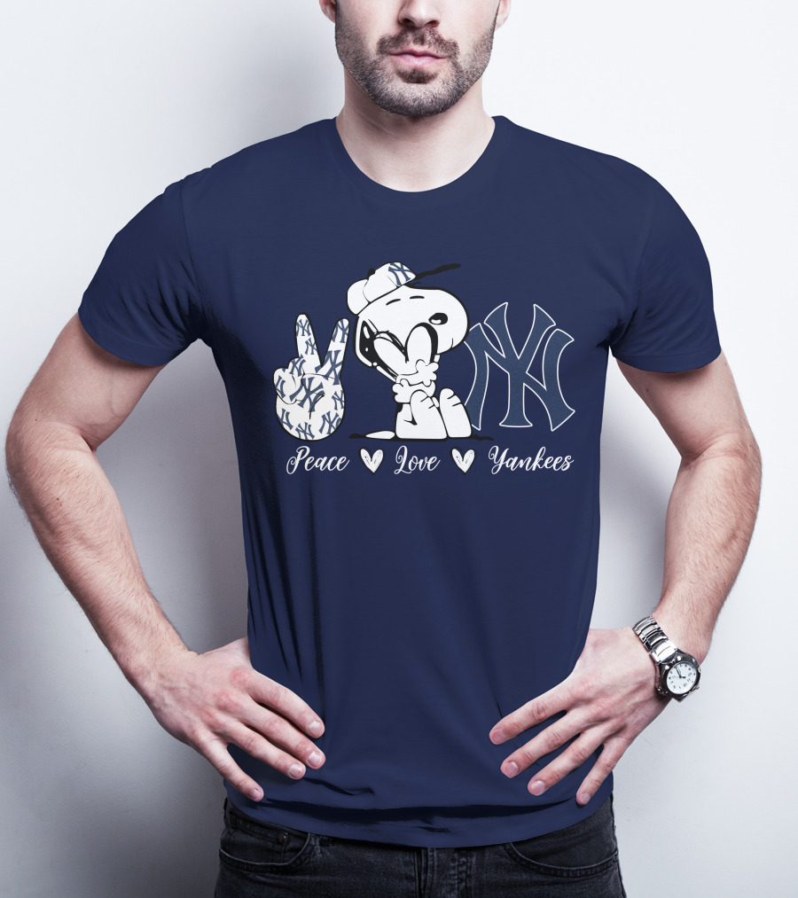 Peace Love Yankees Snoopy Ny Yankees T-Shirt