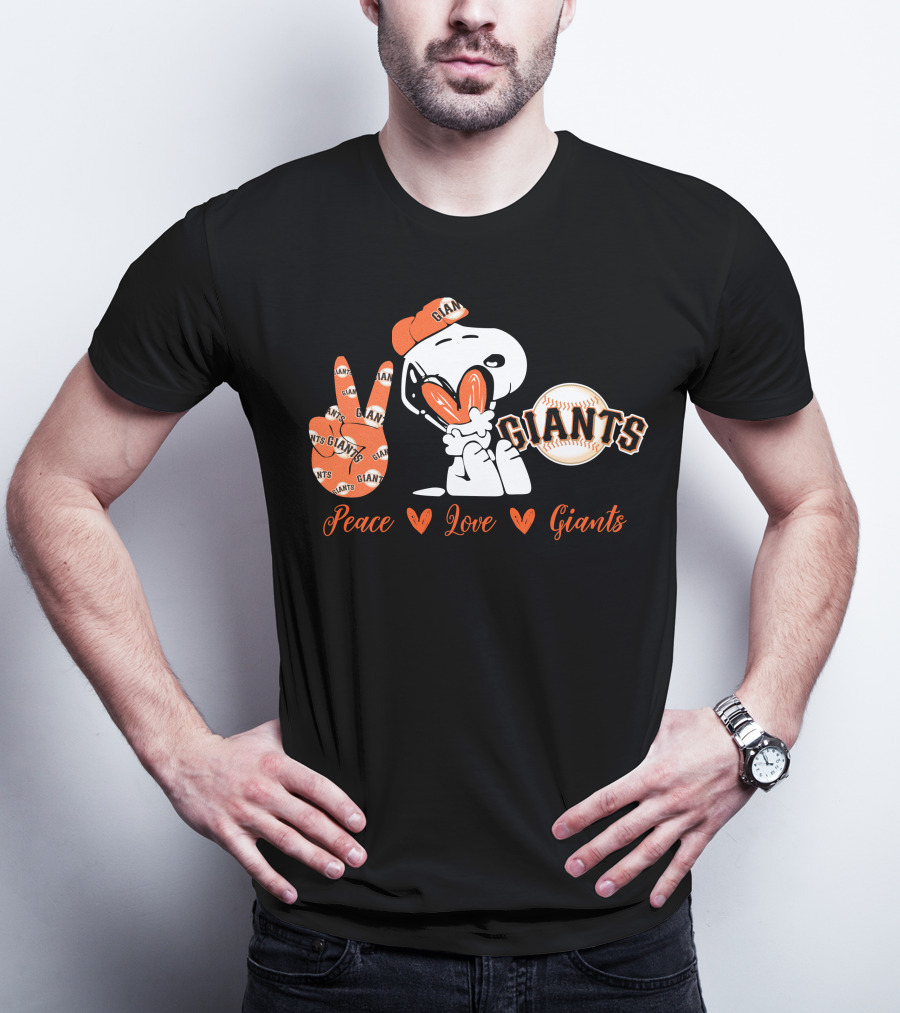 Peace Love Giants Snoopy Baseball Theme T-Shirt