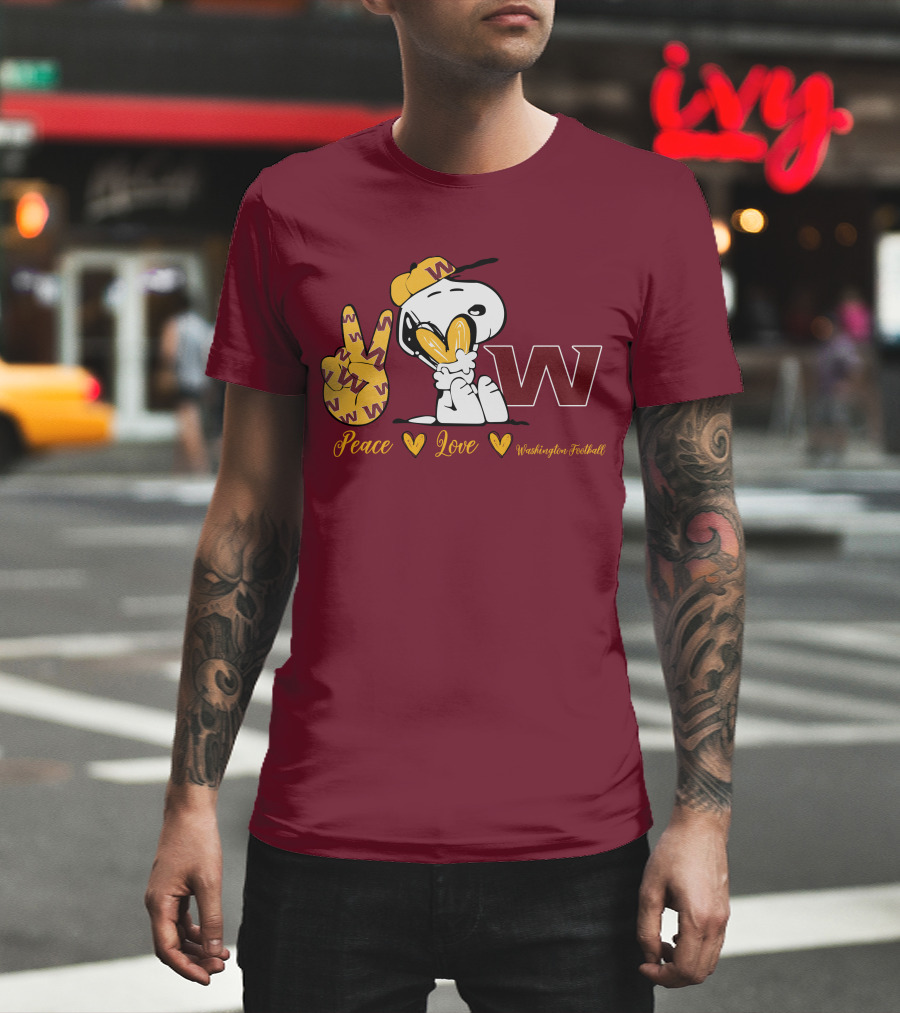 Peace Love Washington Football Snoopy W T-Shirt
