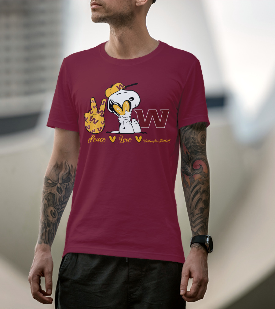 Peace Love Washington Football Snoopy W T-Shirt